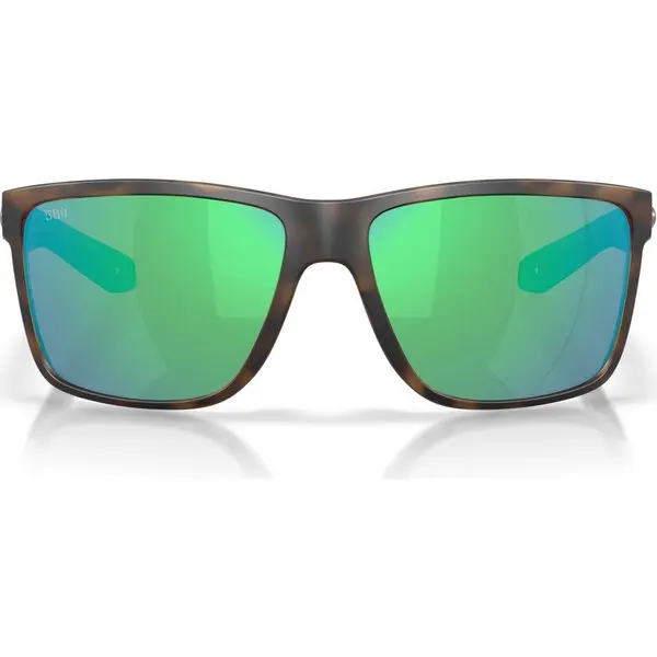 COSTA DEL MAR Broadbill Ii Xl Polarized Rectangular Sunglasses - Matte Tortoise/green 580g