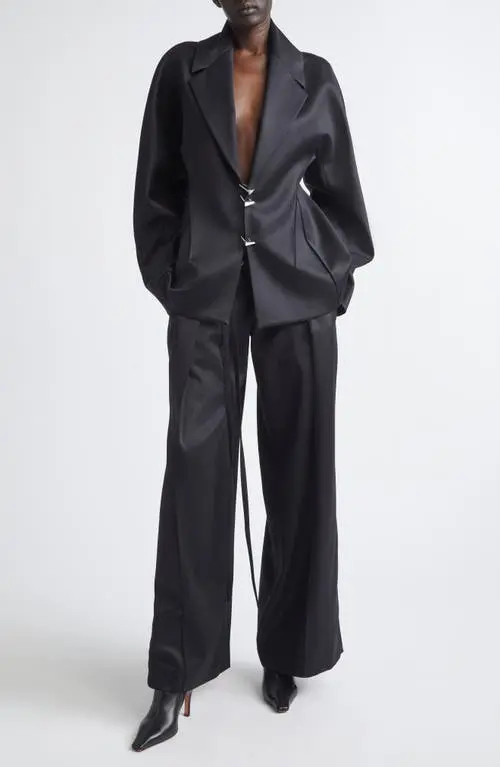 GRACE LING Padlocks Wool Blend Satin Blazer