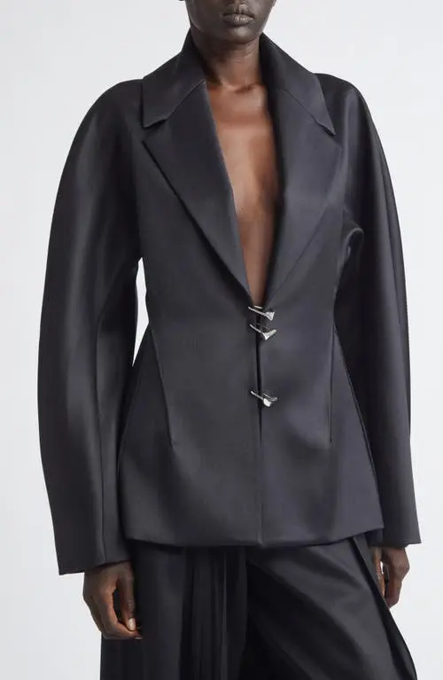 GRACE LING Padlocks Wool Blend Satin Blazer