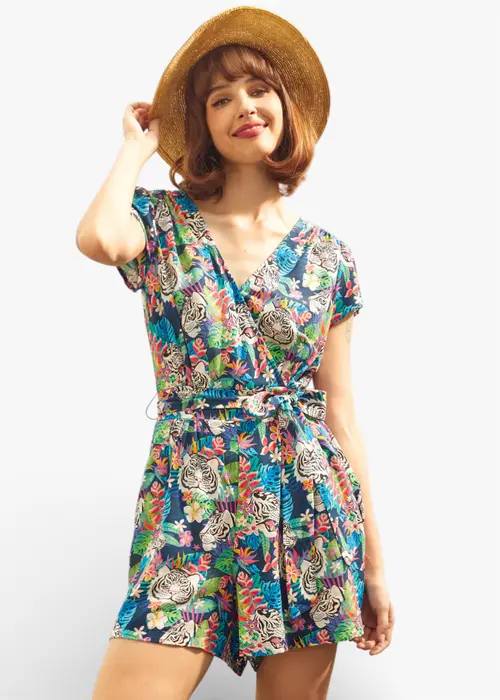 MODCLOTH Just Add Sandals" Tropical Print Romper - Tropic Like It's Hot