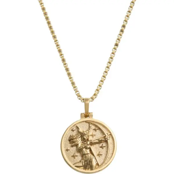 AWE INSPIRED Goddess Pendant Necklace - Artemis/gold