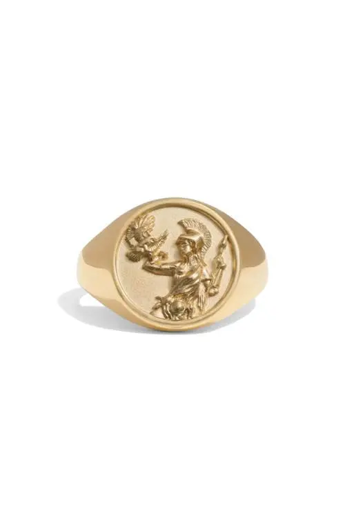 AWE INSPIRED Goddess Signet Ring - Athena/14k Gold Vermeil