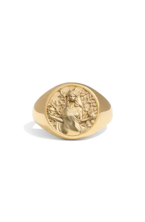 AWE INSPIRED Goddess Signet Ring - Persephone/14k Gold Vermeil