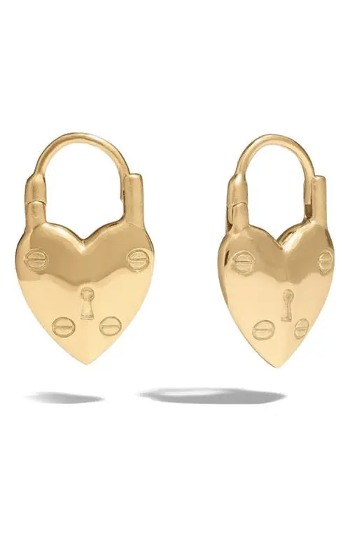 AWE INSPIRED Padlock Heart Huggie Earrings - 14k Gold Vermeil