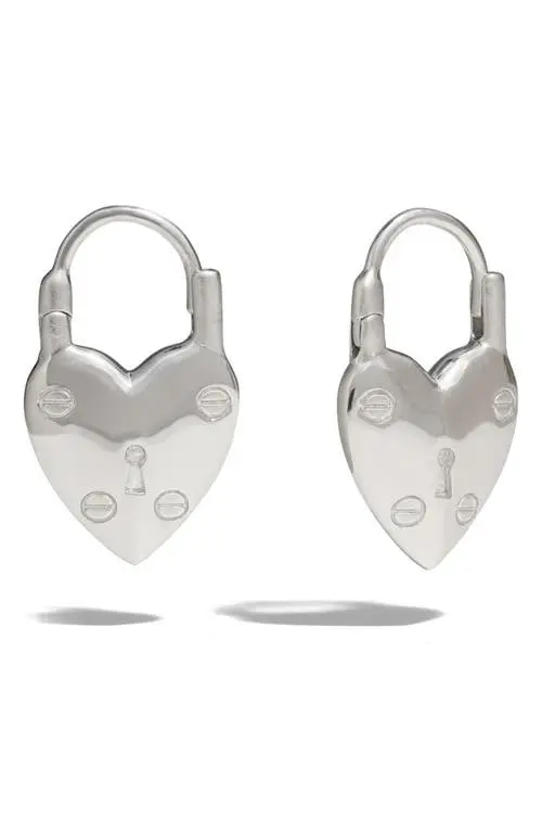 AWE INSPIRED Padlock Heart Huggie Earrings - 925 Sterling Silver