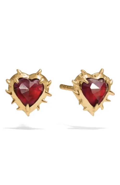 AWE INSPIRED Heart Stud Earrings - 14k Gold Vermeil