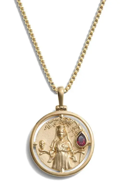 AWE INSPIRED Persephone Garnet Pendant Necklace - 14k Gold Vermeil