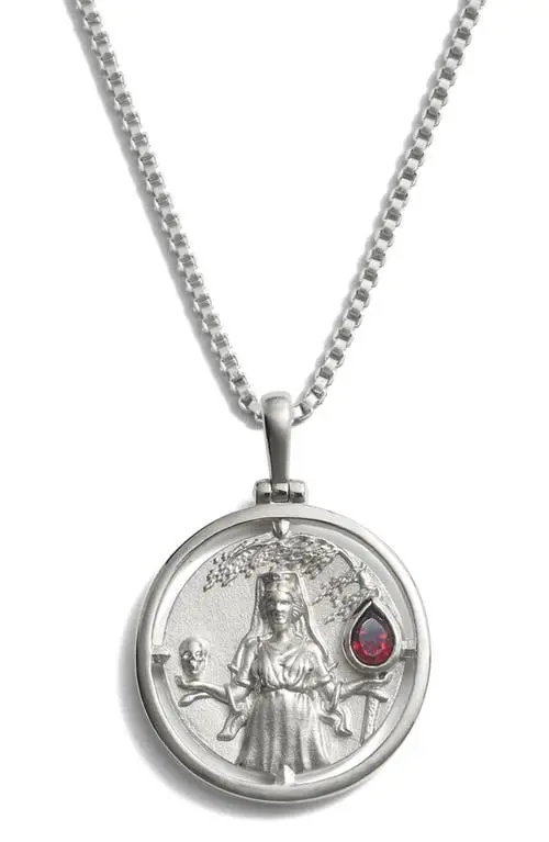AWE INSPIRED Persephone Garnet Pendant Necklace - Sterling Silver