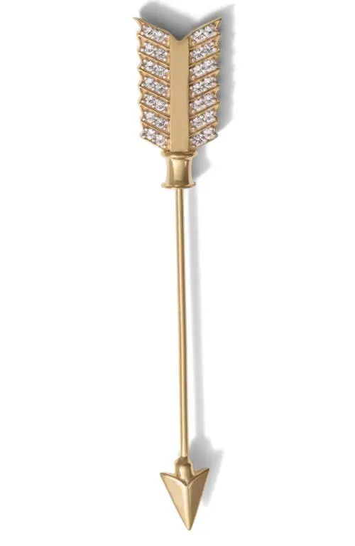 AWE INSPIRED Eros Arrow Brooch With Pavé White Sapphires - 14k Gold Vermeil