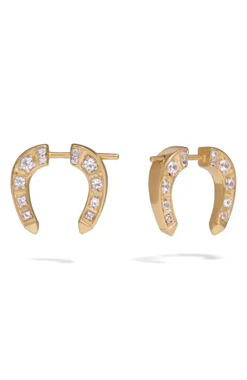 AWE INSPIRED White Sapphire Horseshoe Bypass Earrings - 14k Gold Vermeil