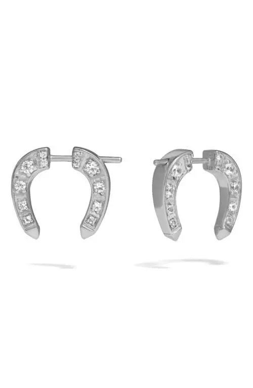AWE INSPIRED White Sapphire Horseshoe Bypass Earrings - 925 Sterling Silver
