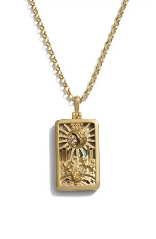AWE INSPIRED Tarot Pendant Necklace With White Topaz - 14k Yellow Gold Vermeil