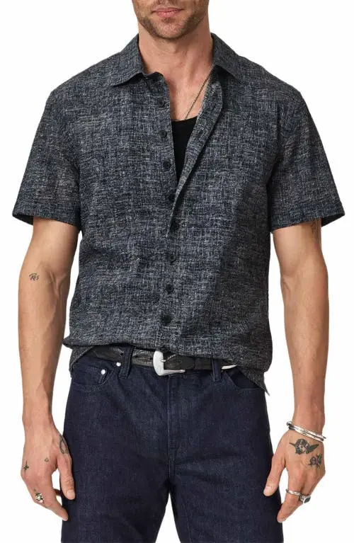 John Varvatos Malon Mélange Short Sleeve Cotton Seersucker Button-up Shirt