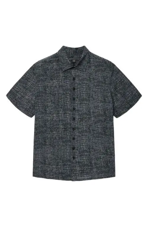 John Varvatos Malon Mélange Short Sleeve Cotton Seersucker Button-up Shirt