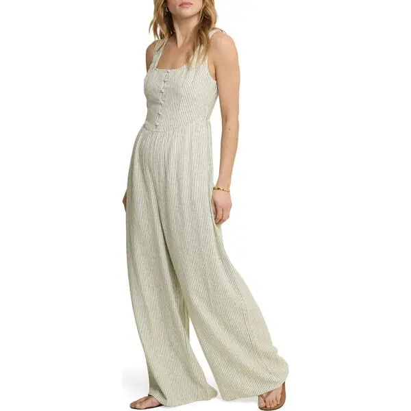 NOBODY'S CHILD Cora Stripe Jumpsuit - Green