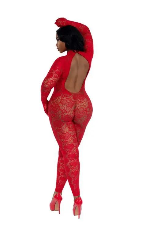 DREAMGIRL Floral Lace Seamless Bodystocking