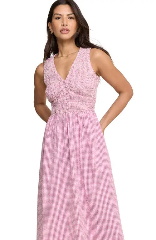 NOBODY'S CHILD Eliza Sleeveless Check Print V-neck Dress