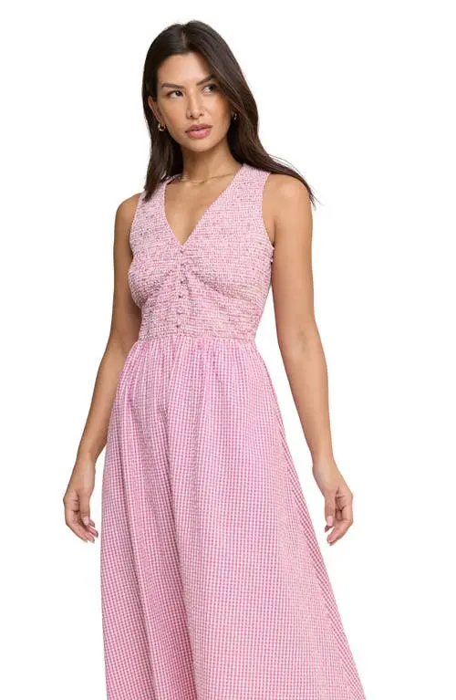 NOBODY'S CHILD Eliza Sleeveless Check Print V-neck Dress