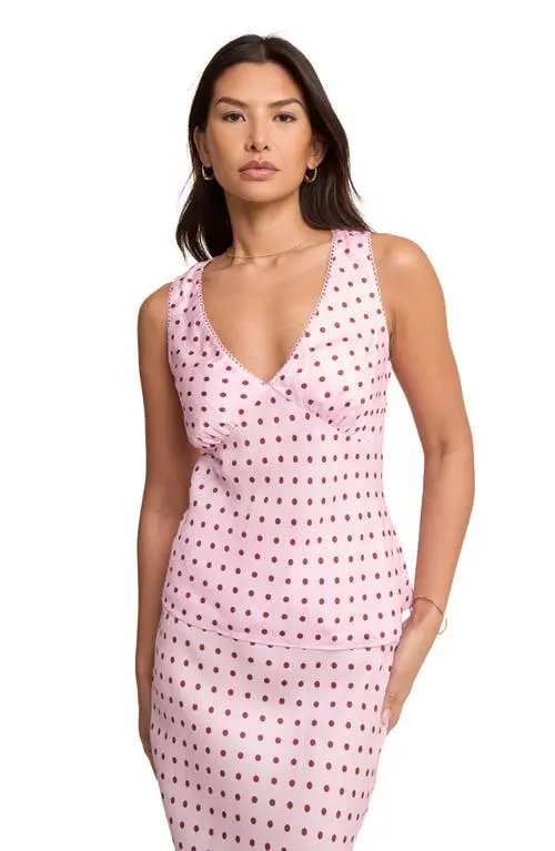 NOBODY'S CHILD Alara V-neck Polka Dot Top