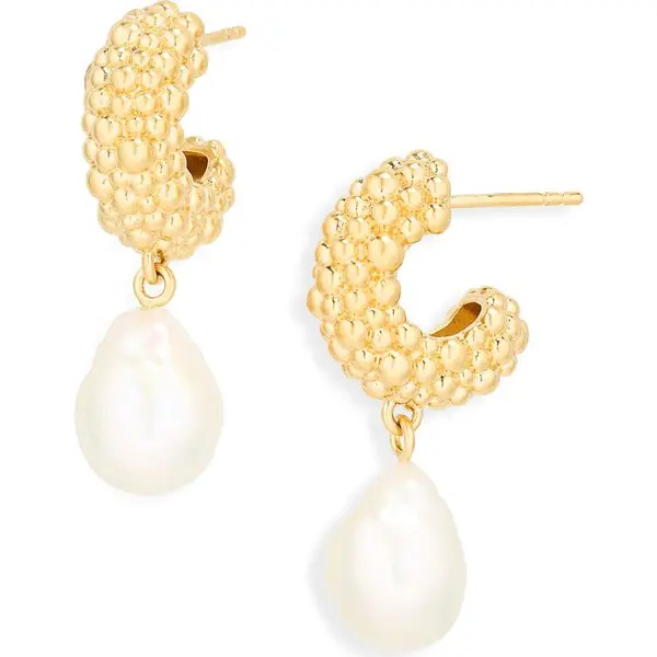 MISSOMA Small Baya Baroque Pearl Drop Hoop Earrings - Gold