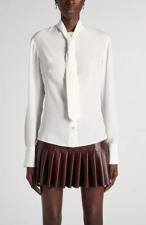 Alexander McQueen Tie Neck Silk Button-up Shirt