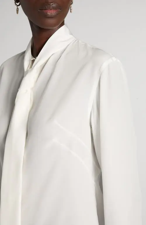 Alexander McQueen Tie Neck Silk Button-up Shirt