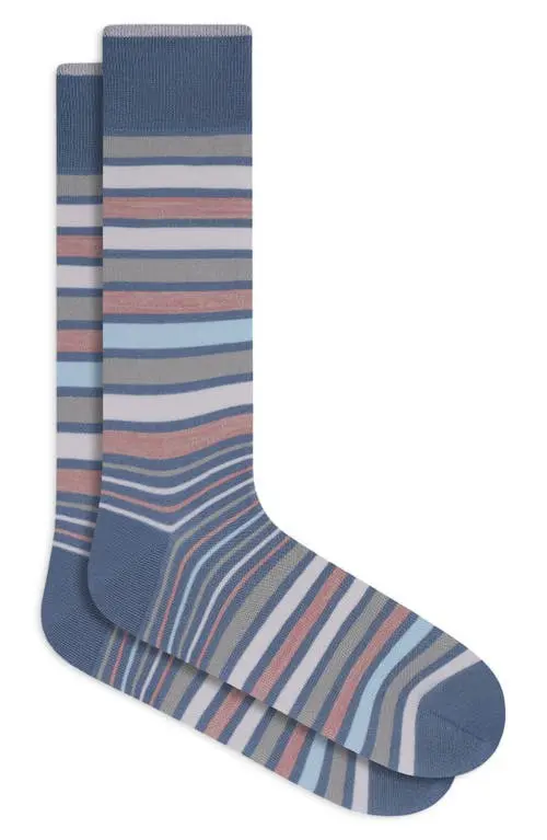 Bugatchi Striped Mercerized Cotton Blend Dress Socks - Dusty Rose