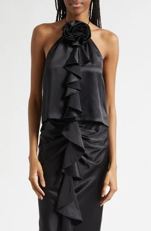 Cinq À Sept Hallie Rosette Silk Top - Black