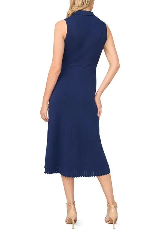 Ted Baker London Harley Rib Pointelle Polo Midi Dress - Deep Night