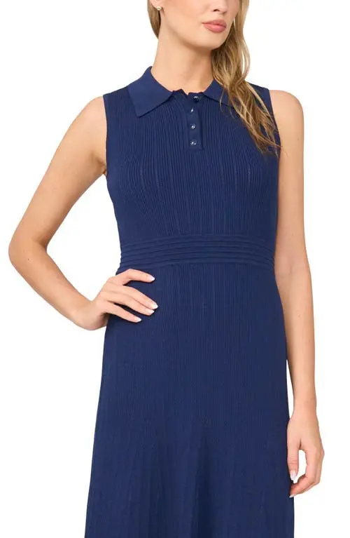 Ted Baker London Harley Rib Pointelle Polo Midi Dress - Deep Night
