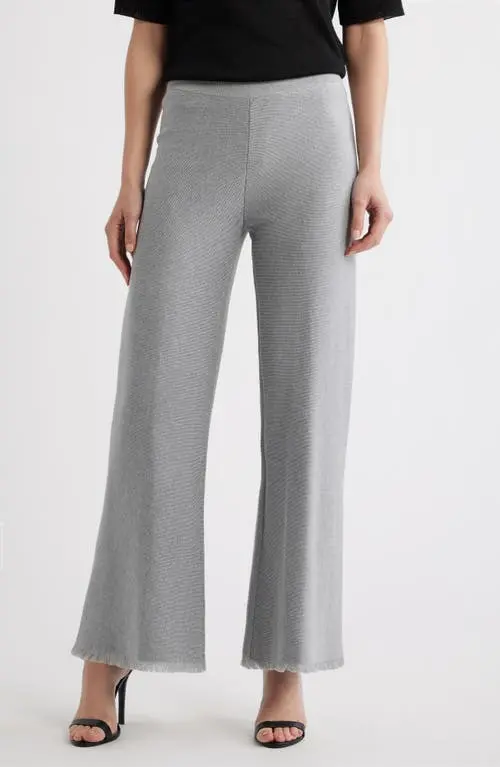 Kobi Halperin Wide Leg Knit Pants With Frayed Hem - Light Grey