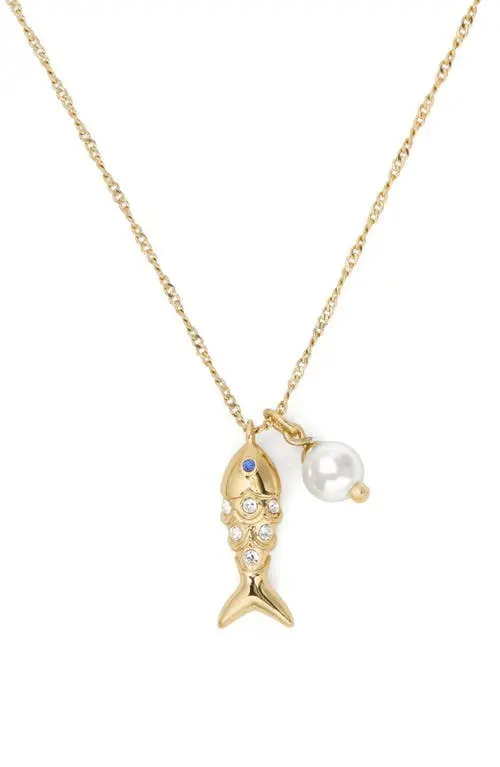 Kate Spade New York Summer Daze Fish Pendant Necklace With Faux Pearl Charm - Clear Multi