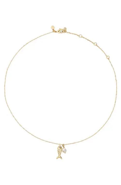 Kate Spade New York Summer Daze Fish Pendant Necklace With Faux Pearl Charm