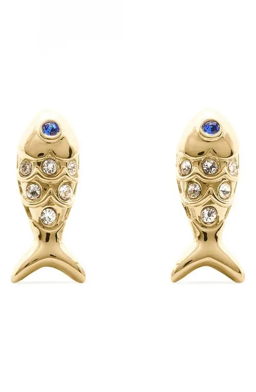 Kate Spade New York Gold-tone Crystal Fish Stud Earrings - Clear Multi