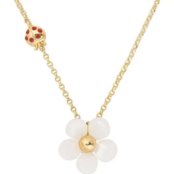 Kate Spade New York Summer Daze Ladybug And Flower Pendant Necklace - White.