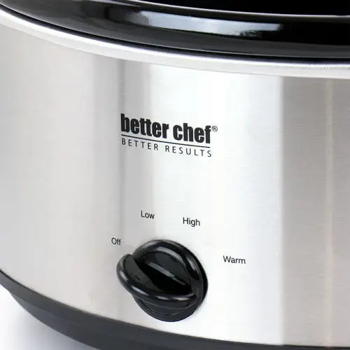 BETTER CHEF 4 Quart Oval Stainless Steel Slow Cooker With Removable Stoneware Crock