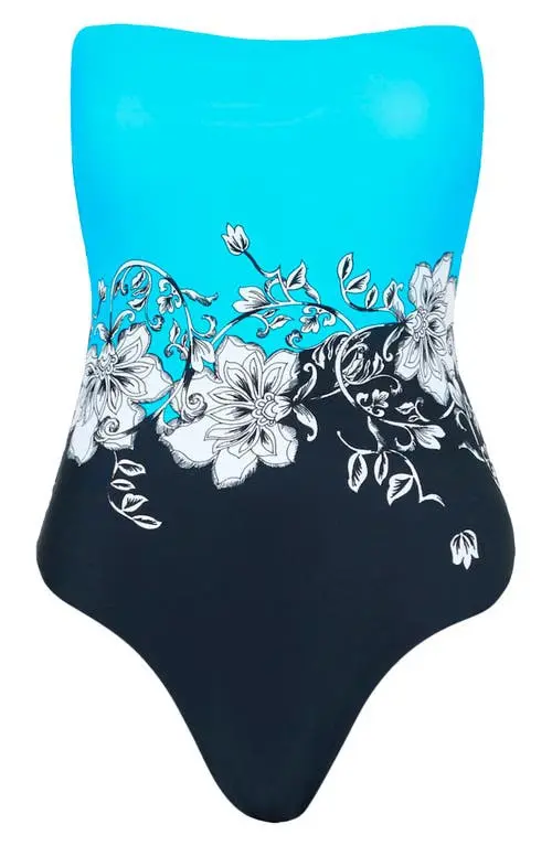 MILLY Floral Strapless One-piece Swimsuit