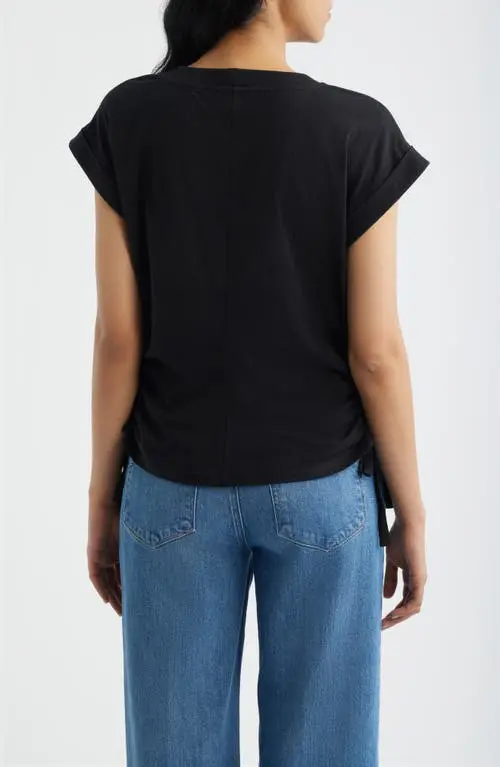 CITY BLUES Mixed Media Drawstring T-shirt - Black