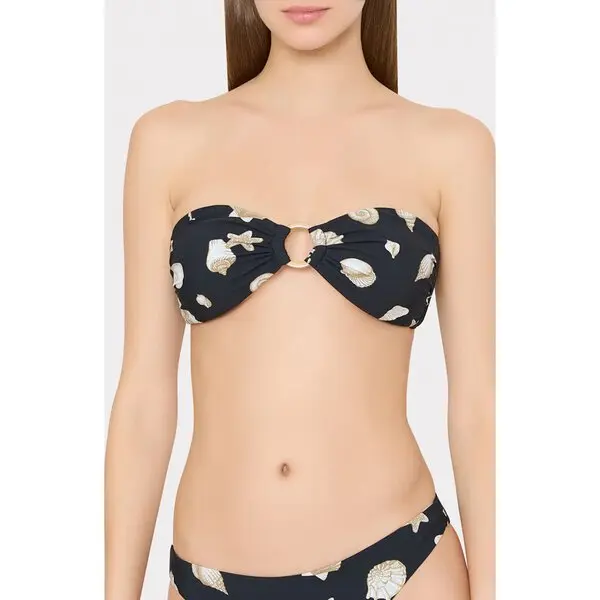 MILLY Shell Print O-ring Bikini Top - Black/white
