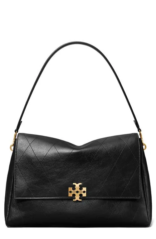 Tory Burch Large Charlie Leather Shoulder Bag - Black