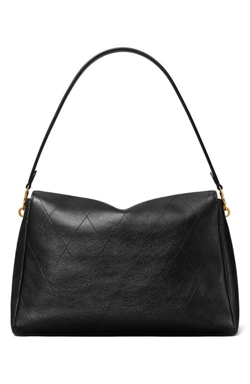 Tory Burch Large Charlie Leather Shoulder Bag - Black