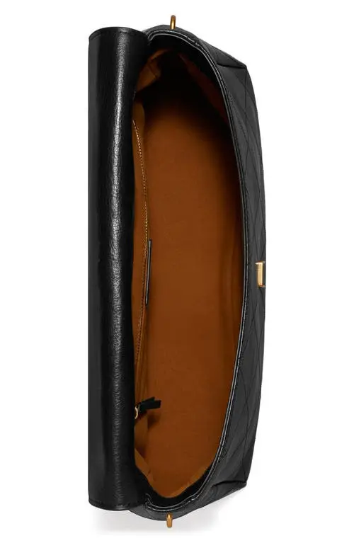 Tory Burch Large Charlie Leather Shoulder Bag - Black