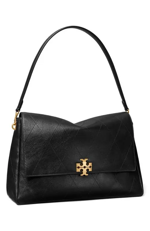 Tory Burch Large Charlie Leather Shoulder Bag - Black