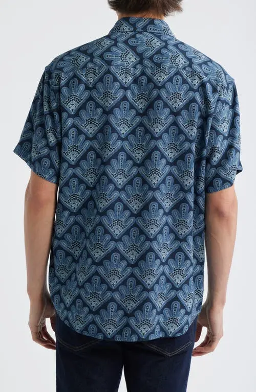 Nn07 Deon 50055 Abstract Print Short Sleeve Button-up Shirt
