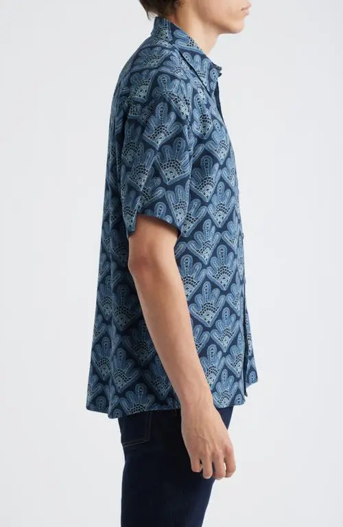 Nn07 Deon 50055 Abstract Print Short Sleeve Button-up Shirt
