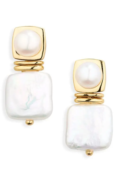MISSOMA Square Freshwater Pearl Drop Earrings - Gold