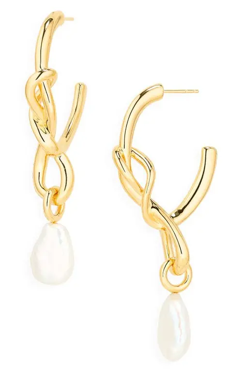 MISSOMA Molten Baroque Pearl Knot Hoop Earrings - Gold