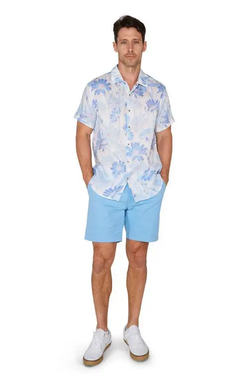 LORDS OF HARLECH Uomo Springtime Short Sleeve Fine Linen Shirt - Springtime White