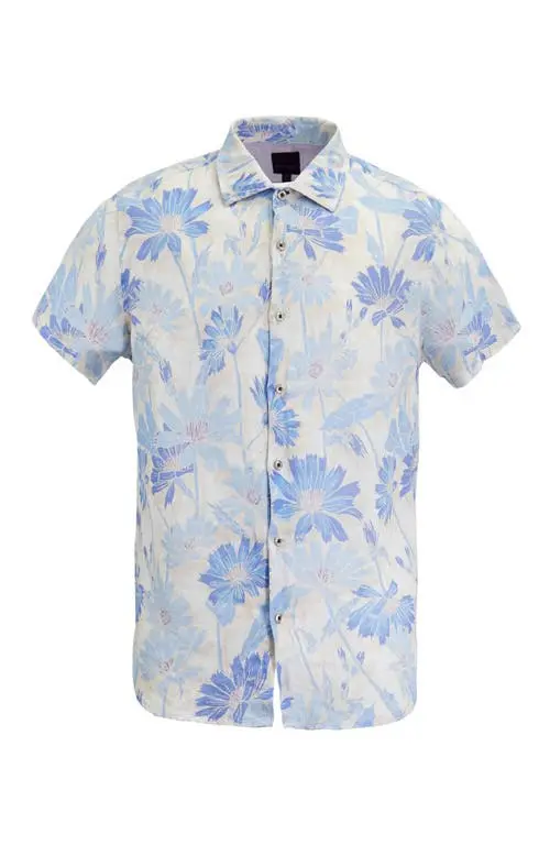 LORDS OF HARLECH Uomo Springtime Short Sleeve Fine Linen Shirt - Springtime White