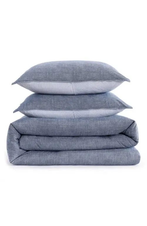 Tommy Hilfiger Classic Texture Cotton Percale Duvet Cover & Shams Set - Dark Blue